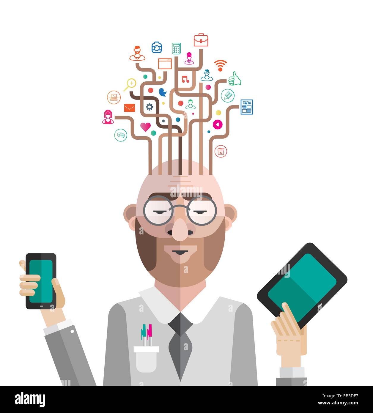 Businessman with application ideas vector Stock Vector Image & Art - Alamy