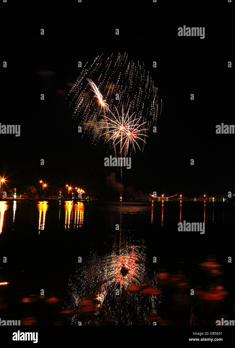 beautiful fireworks over sky at the night Stock Photo - Alamy