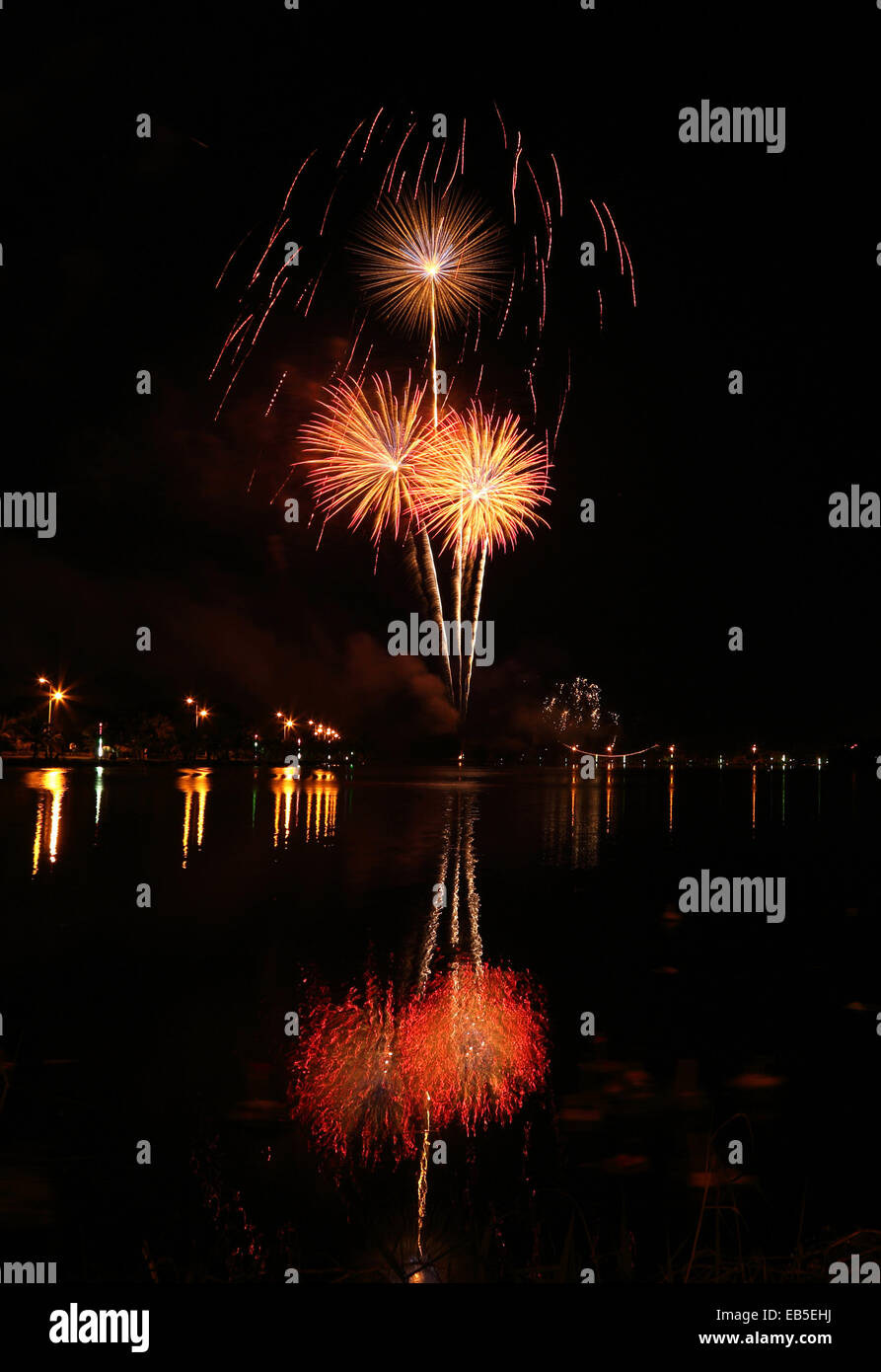 beautiful fireworks over sky at the night Stock Photo - Alamy