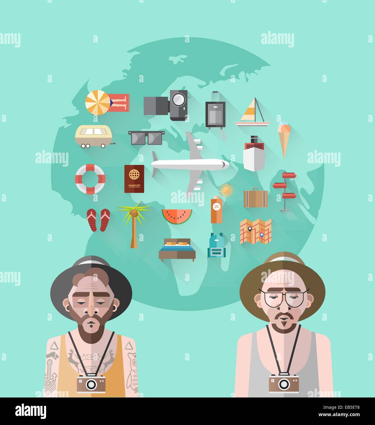 International explorer vector with earth and illustrations Stock Vector ...