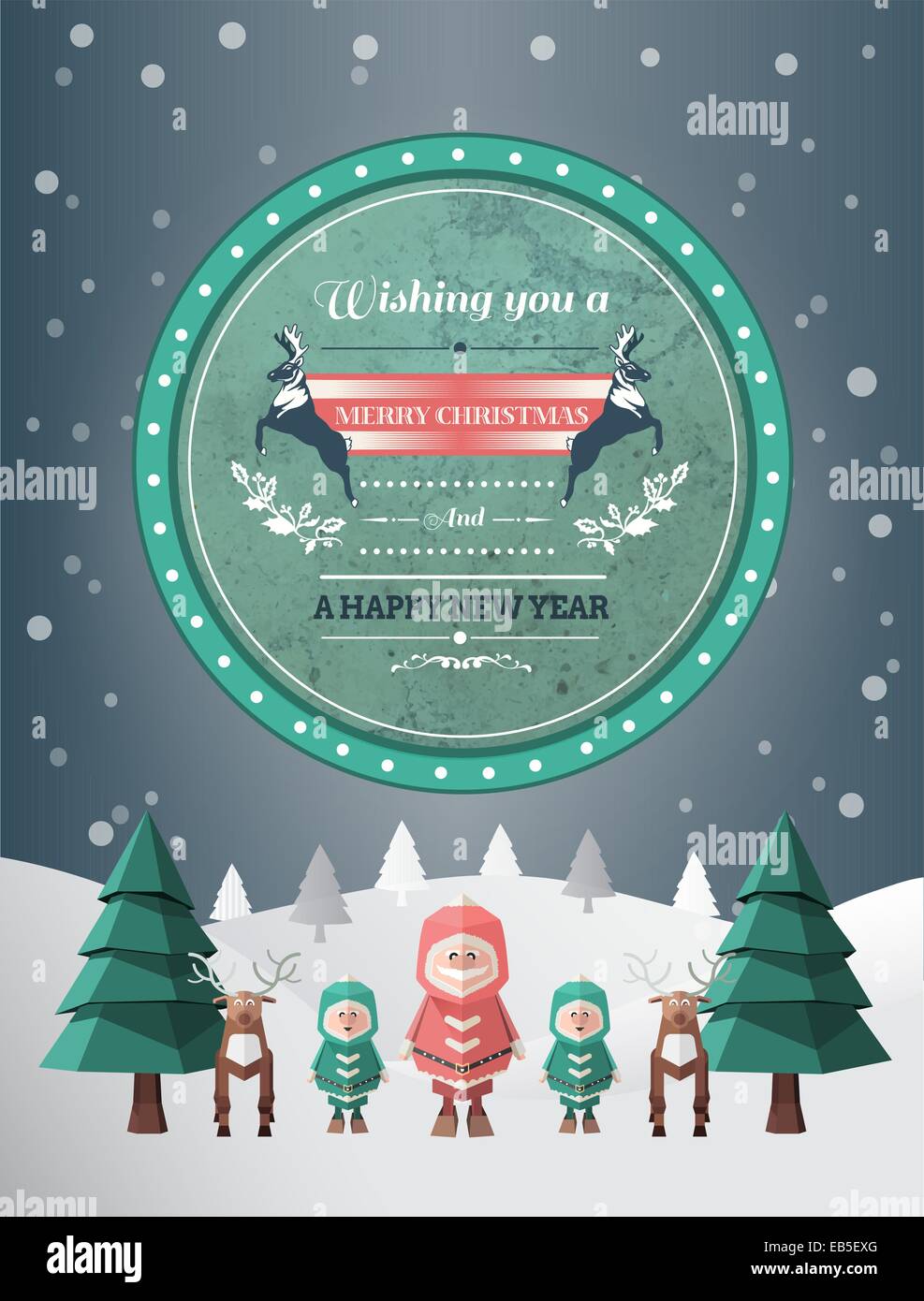 Christmas greeting message with illustrations Stock Vector Image & Art ...