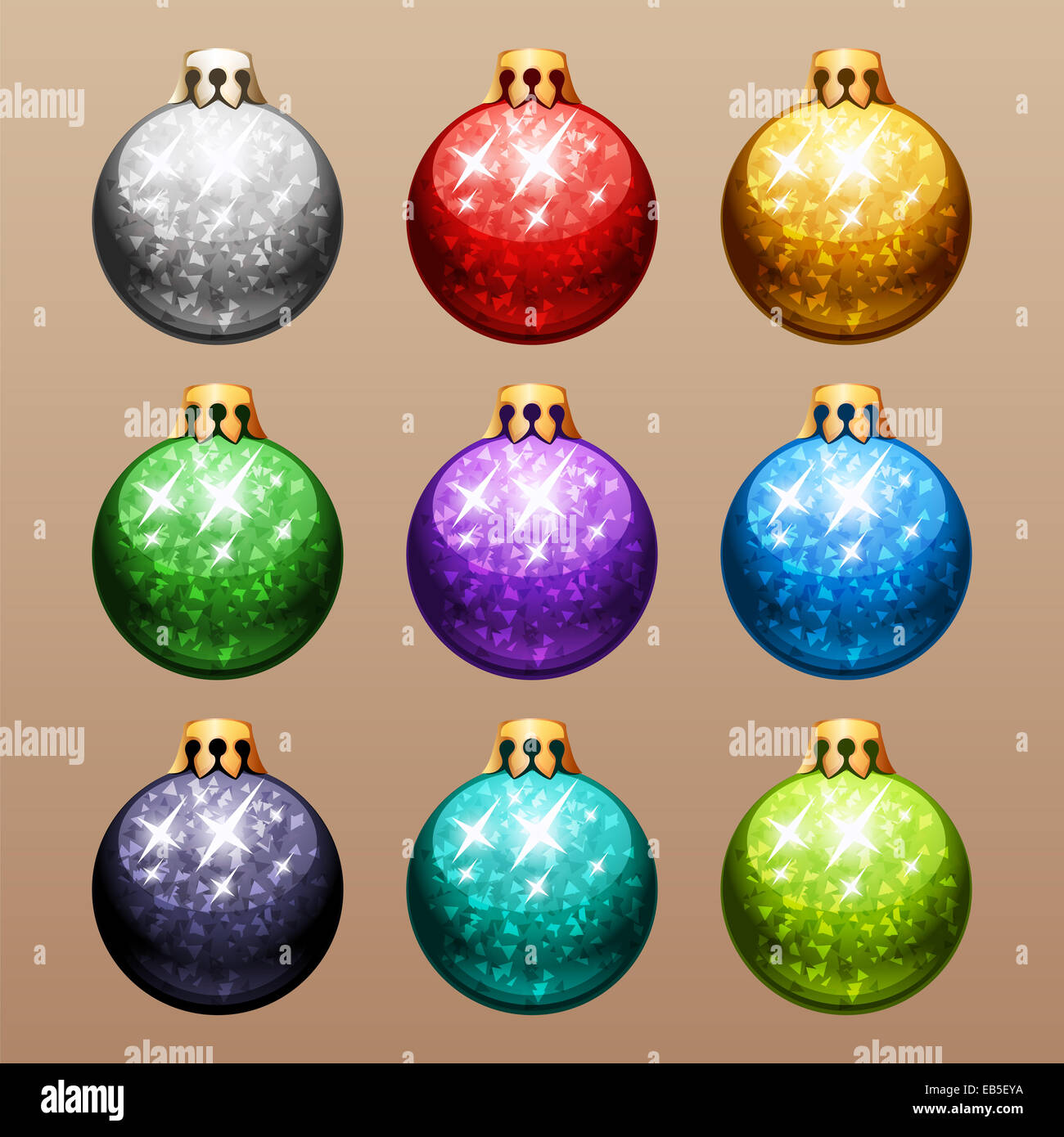 Set of Christmas Balls with Glitter Stock Photo - Alamy