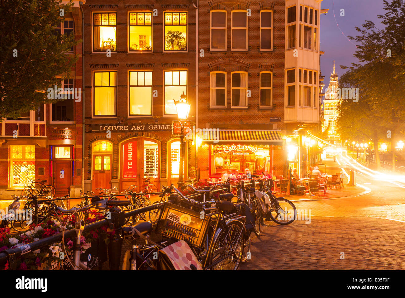 The streets of Amsterdam at night. The historic centre of the city has ...