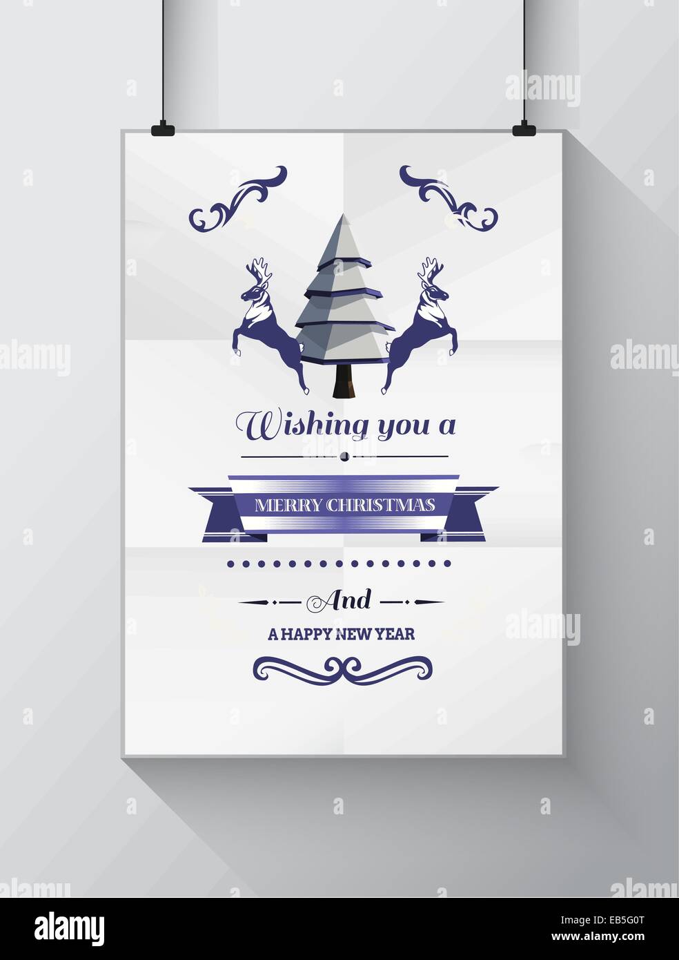 Christmas greeting message with illustrations on poster Stock Vector ...