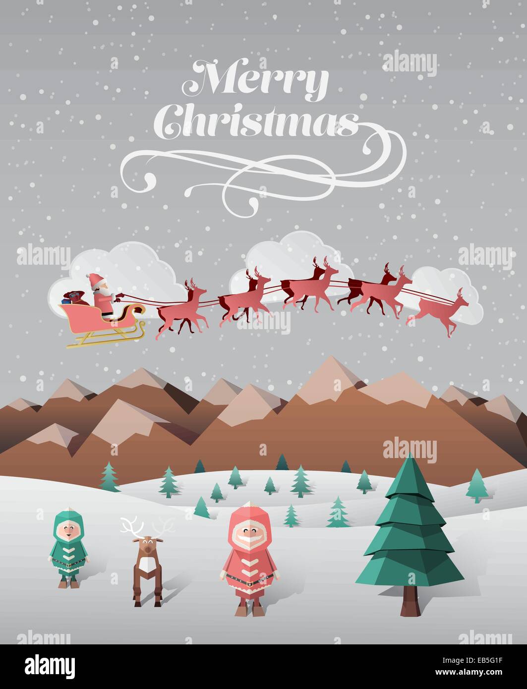 Christmas greeting message with flying santa Stock Vector Image & Art ...