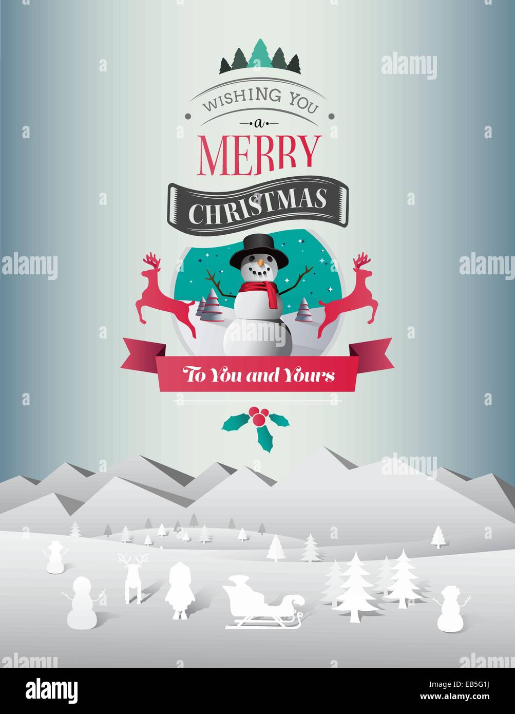 Christmas greeting message with illustrations vector Stock Vector Image ...