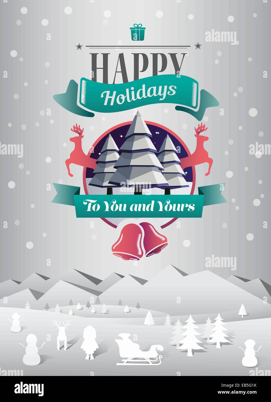 Christmas greeting message with illustrations vector Stock Vector Image ...