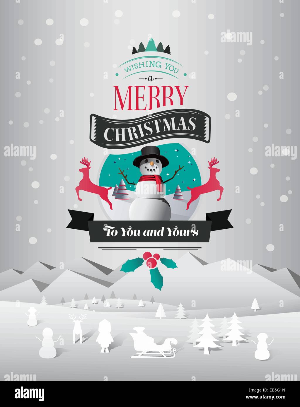 Christmas greeting message with illustrations vector Stock Vector Image ...
