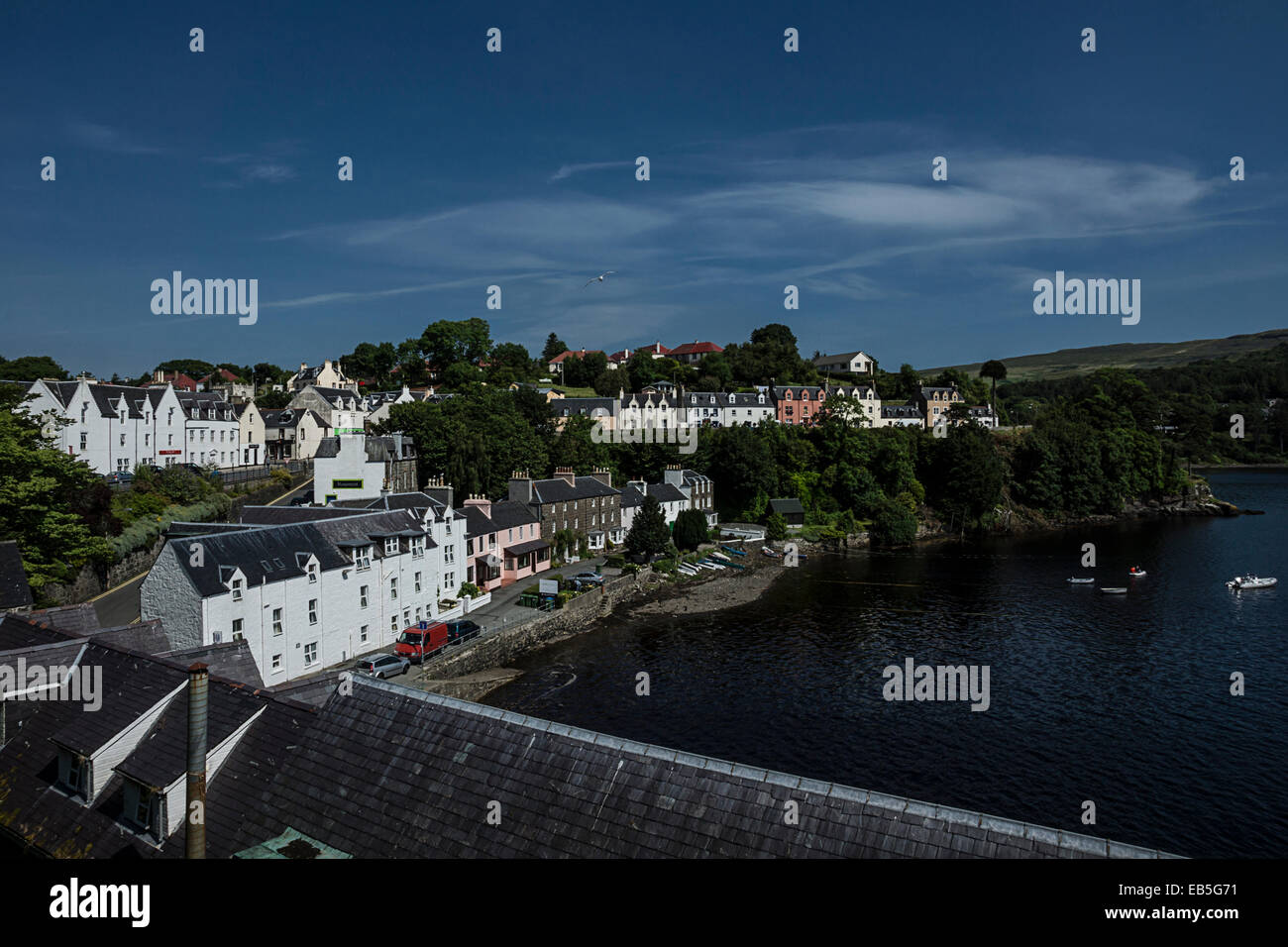 Portree harbour from the south hill Stock Photo - Alamy