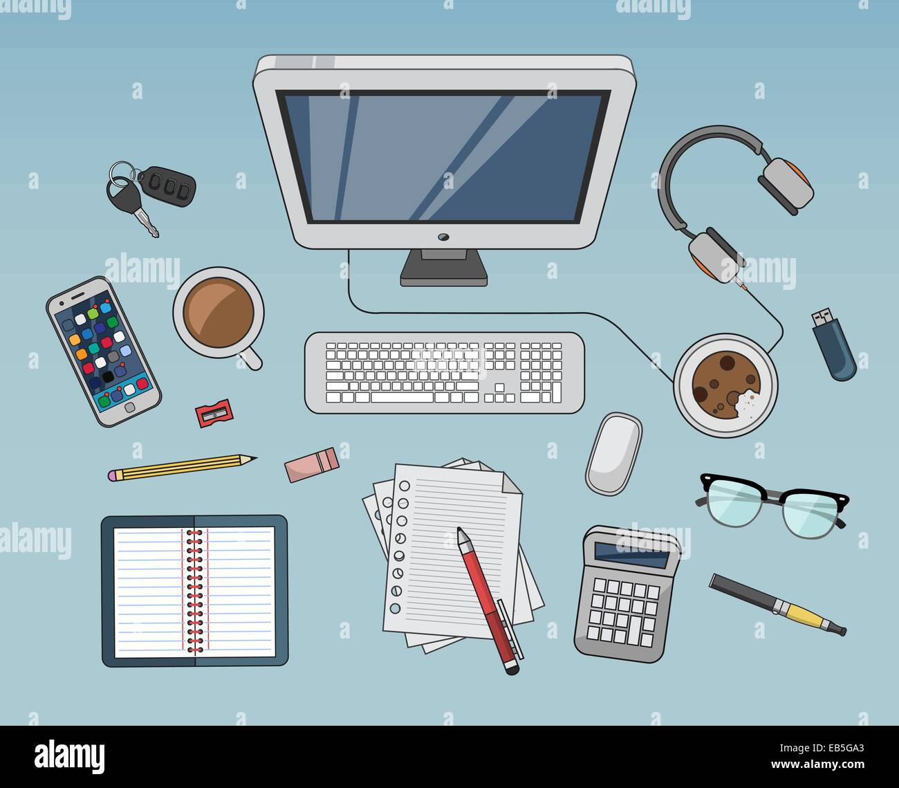 Desk accessories Stock Vector Images - Alamy