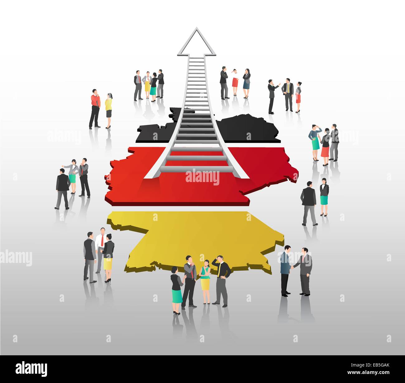 Business people standing with ladder arrow and german flag Stock Vector ...