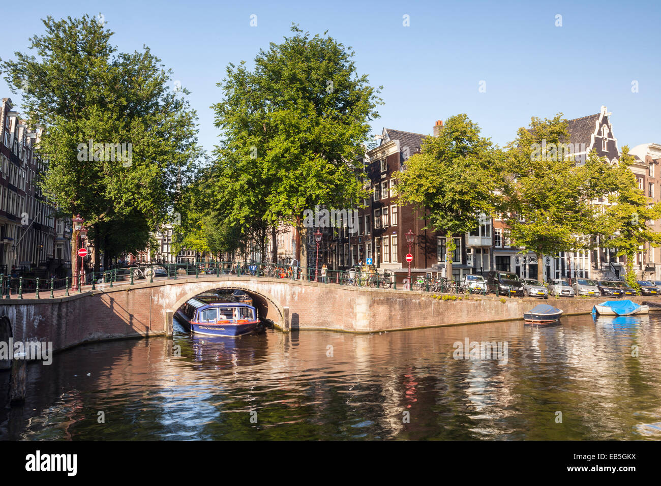 A canal in Amsterdam, Netherlands. The canals of central Amsterdam have ...