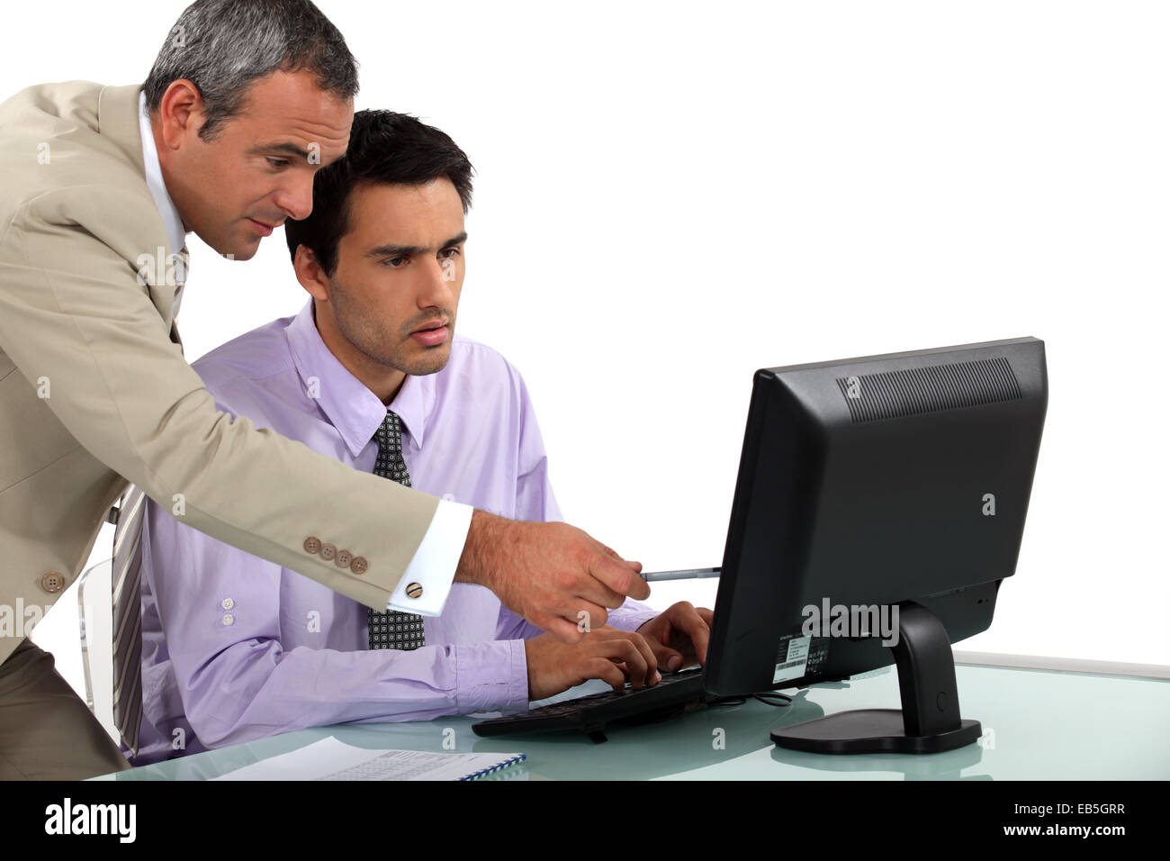 Man pointing out an error Stock Photo - Alamy