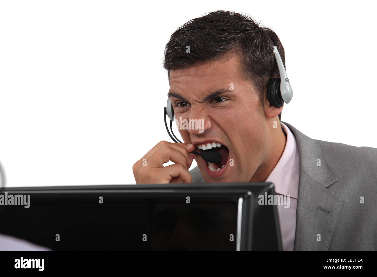 Male call-center working Stock Photo - Alamy