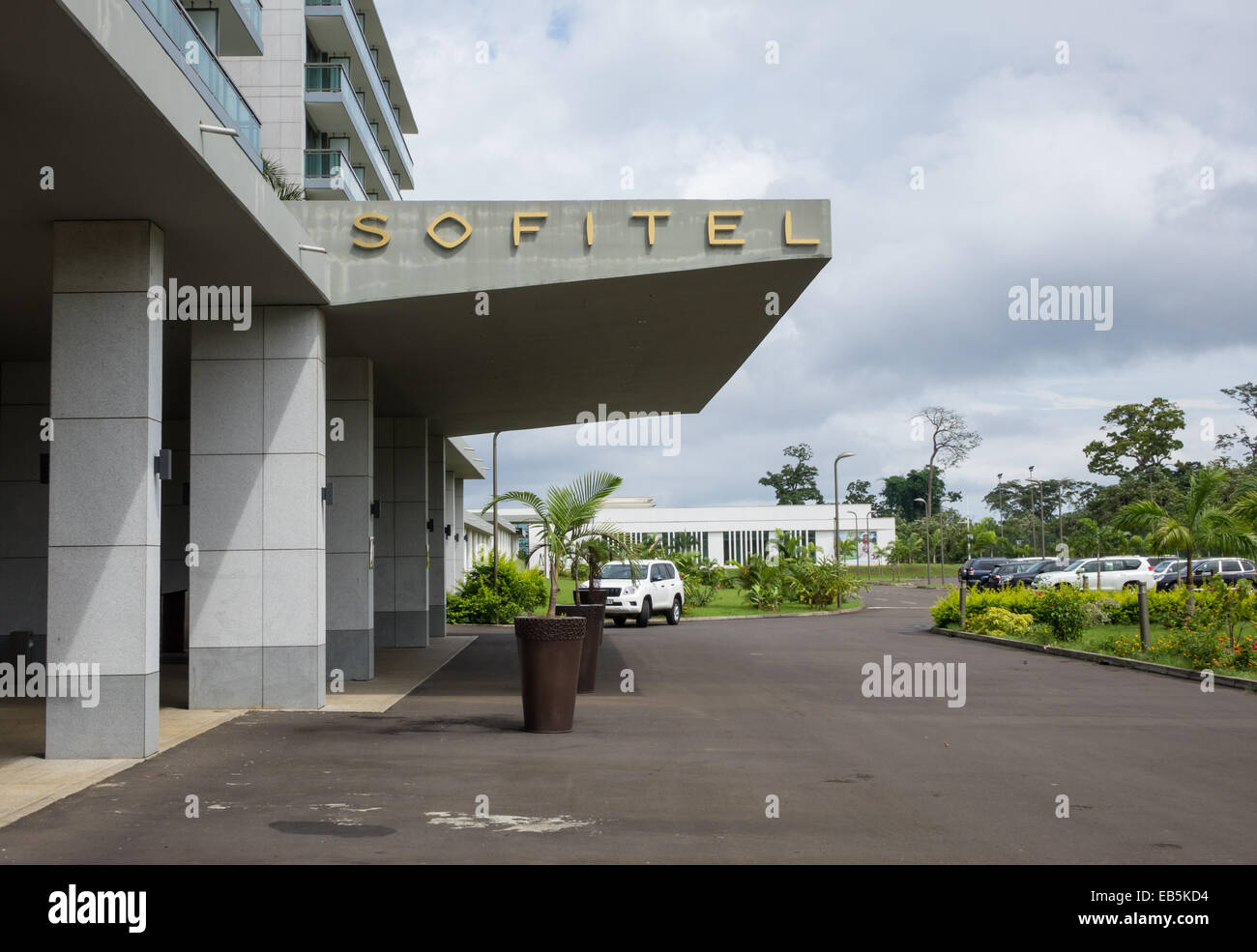 Sofitel Hotel building and entrance in Sipopo near the capital city of ...