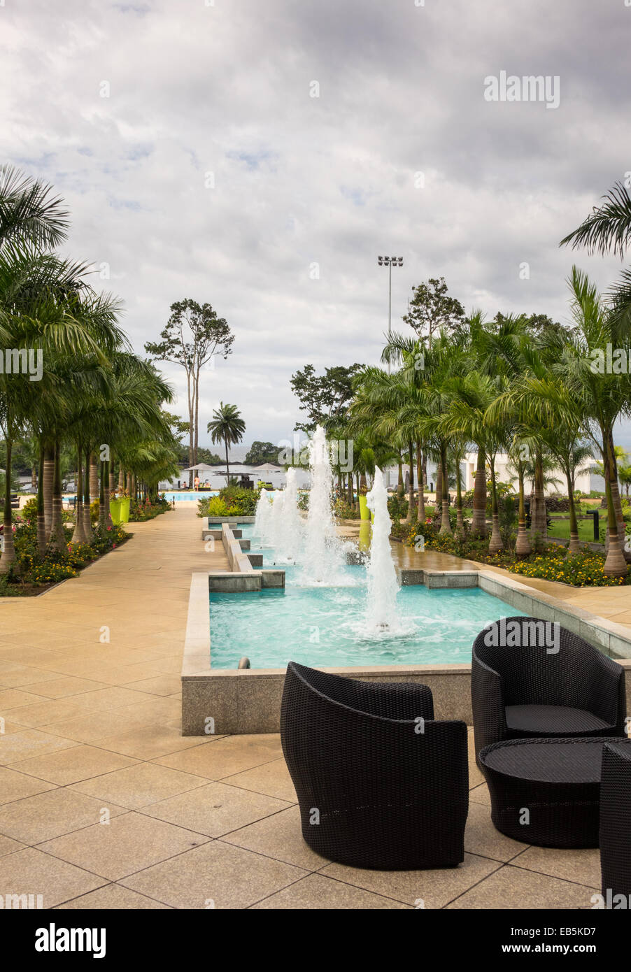 Sofitel Hotel gardens and pool in Sipopo near the capital city of ...