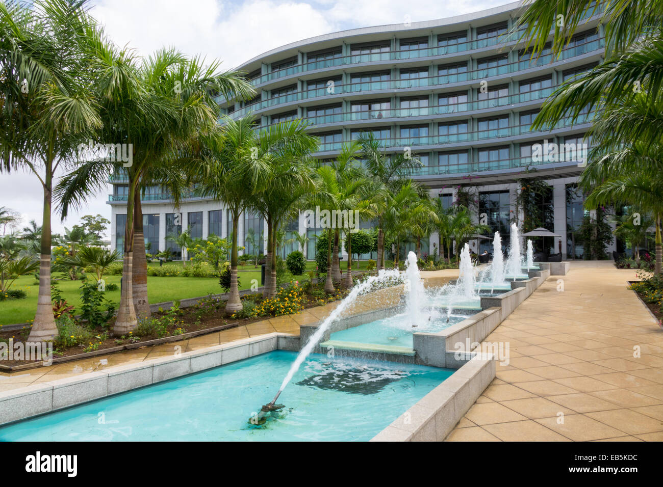 Sofitel Hotel gardens and pool in Sipopo near the capital city of ...