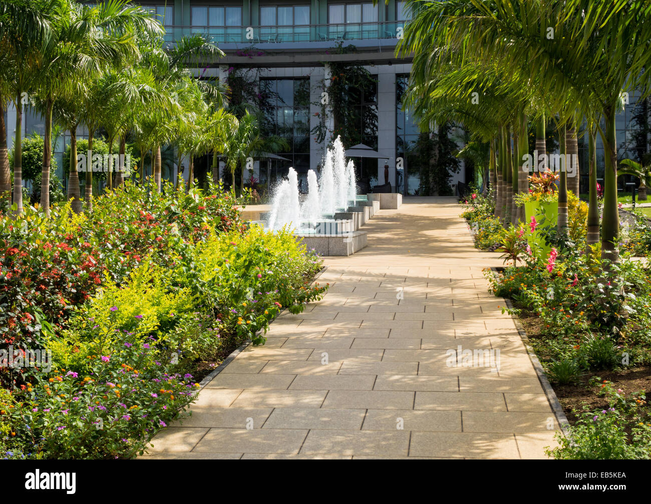 Sofitel Hotel gardens and pool in Sipopo near the capital city of ...