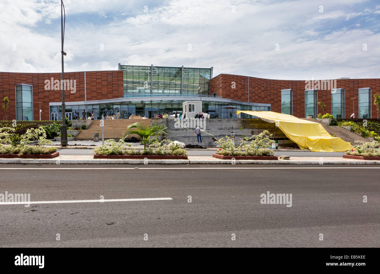 Modern shopping mall building under construction in Sipopo near the ...