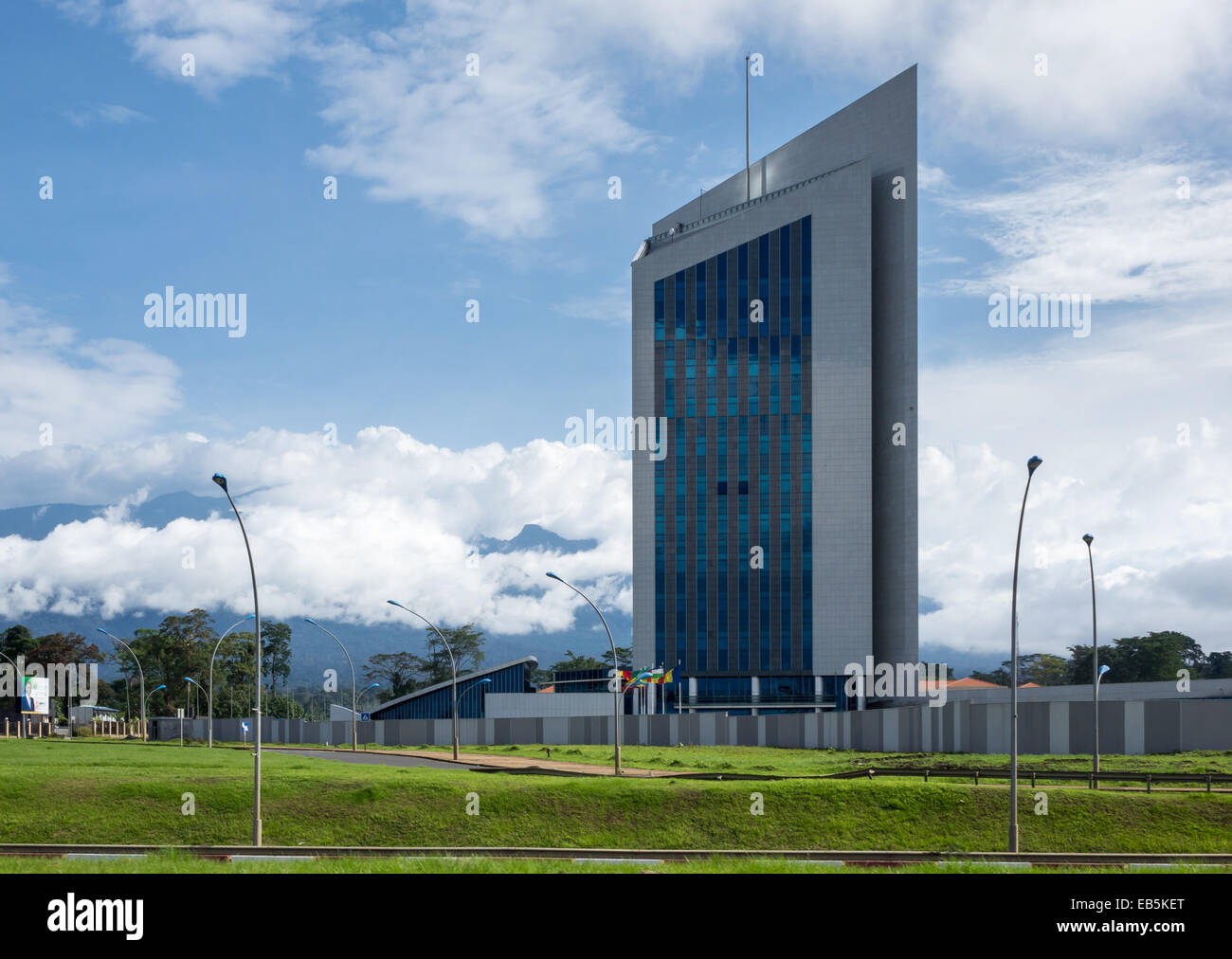 Facade of modern building exterior of Central African Bank building in ...