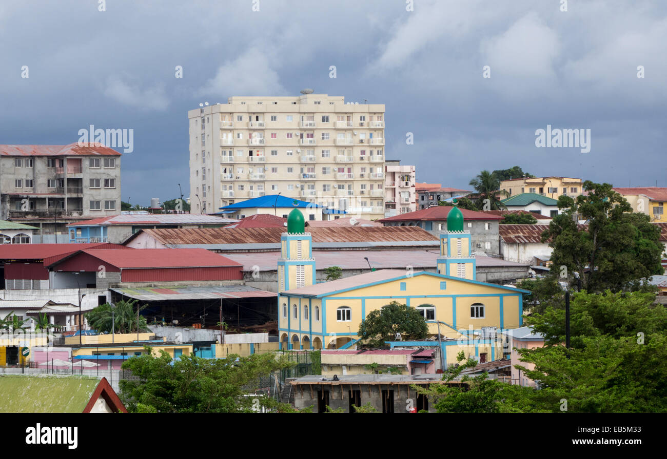 View over city and town roofs in Bata, Equatorial Guinea Stock Photo ...