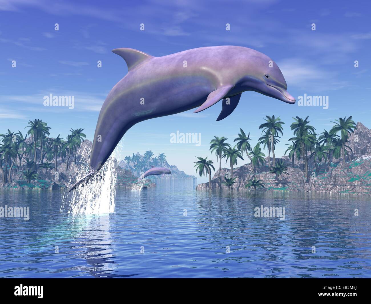 3d digital render jumping dolphin hi-res stock photography and images ...