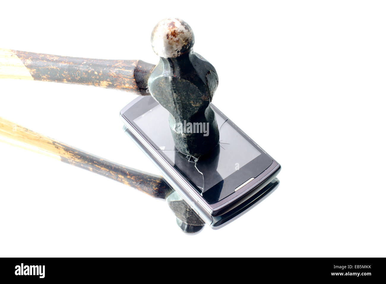 mobile phone broken with a hammer Stock Photo - Alamy