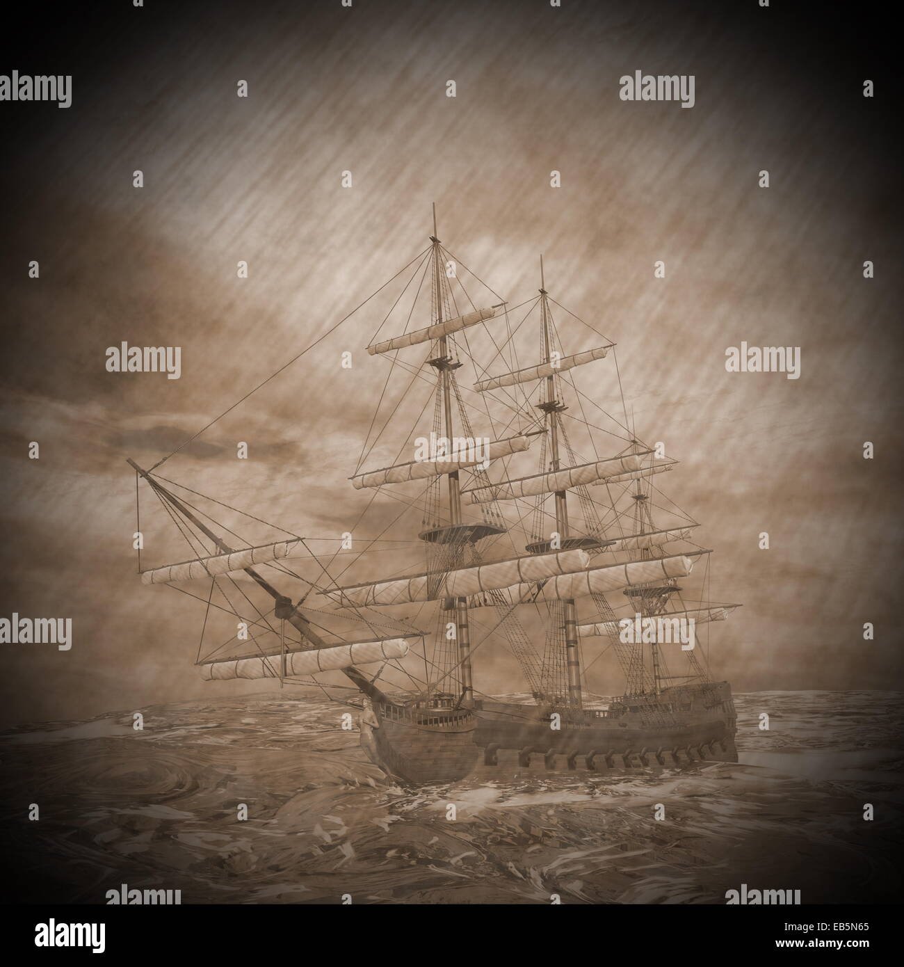 Ship on the ocean in a rain storm hi-res stock photography and images ...