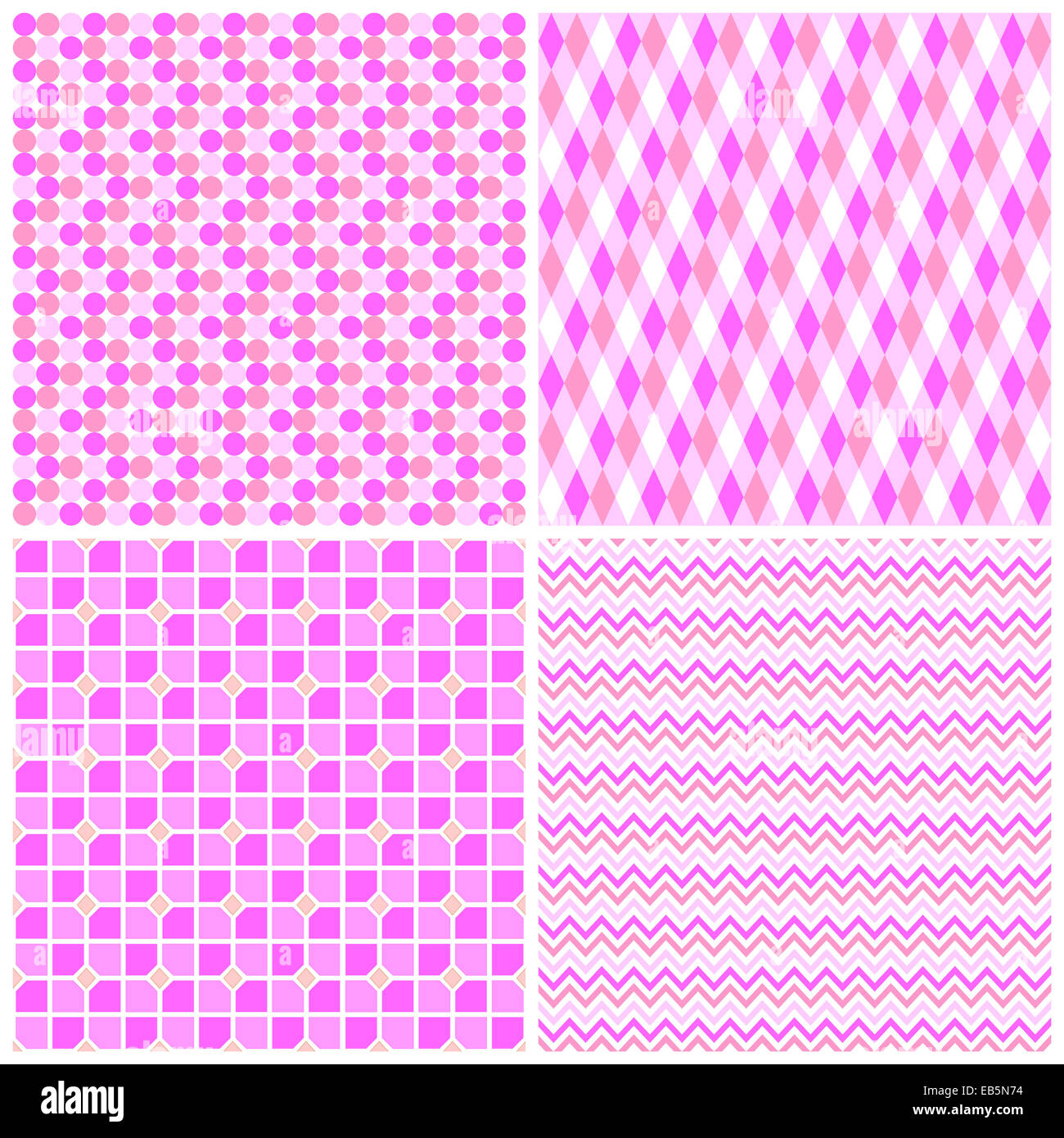 Set of 4 pink seamless geometrical patterns Stock Photo - Alamy