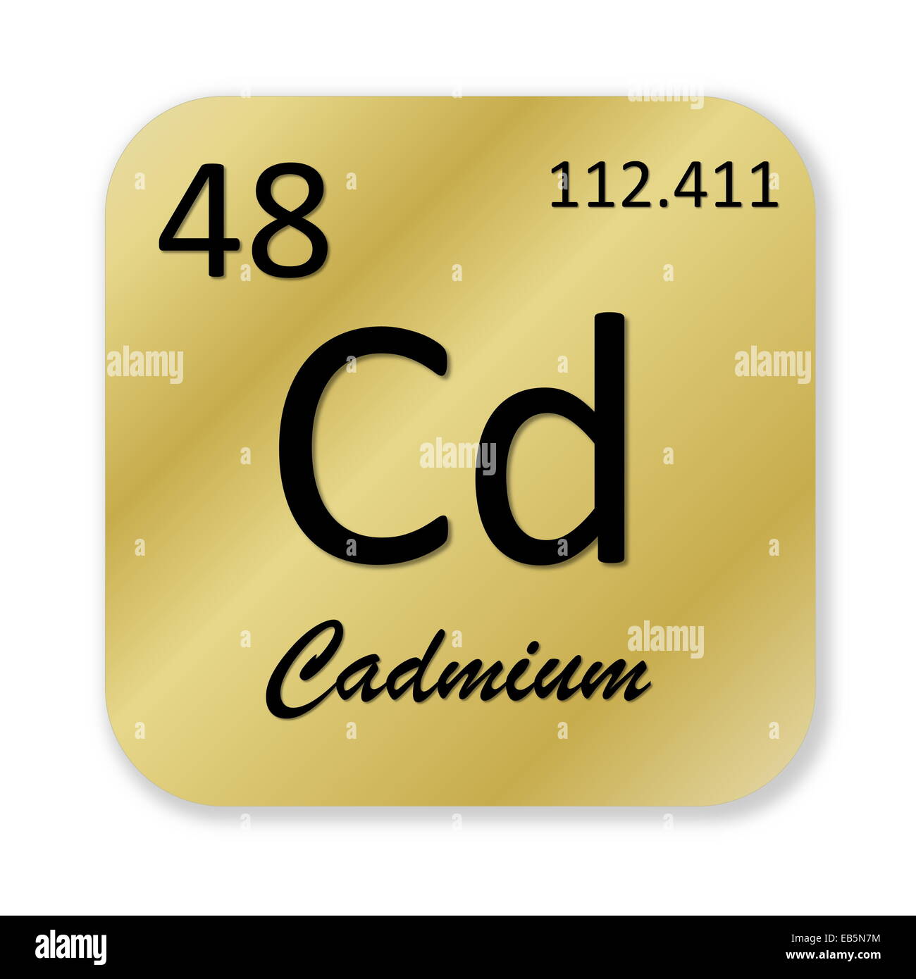 Black cadmium element into golden square shape isolated in white ...