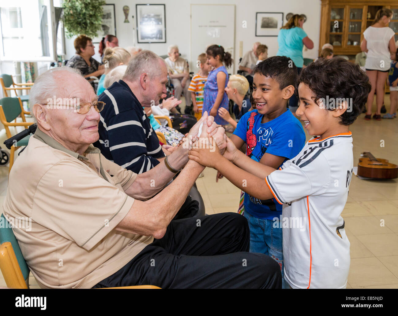 Two six-year-old boys from a kindergarten group seek contact to a ...