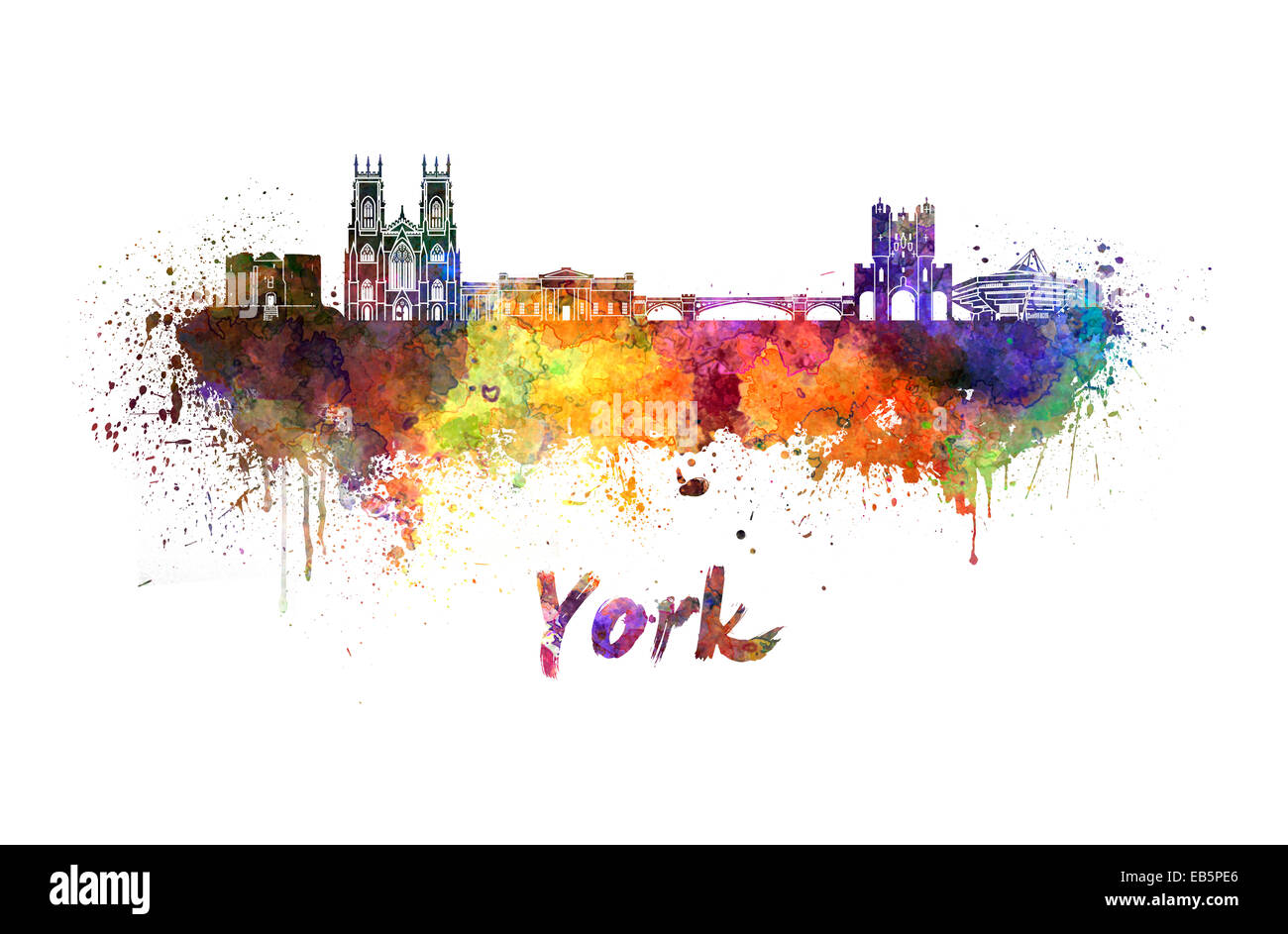 York skyline in watercolor splatters Stock Photo - Alamy