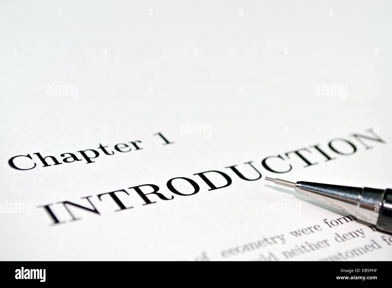 Introductory words at the beginning of a professional paper Stock Photo ...