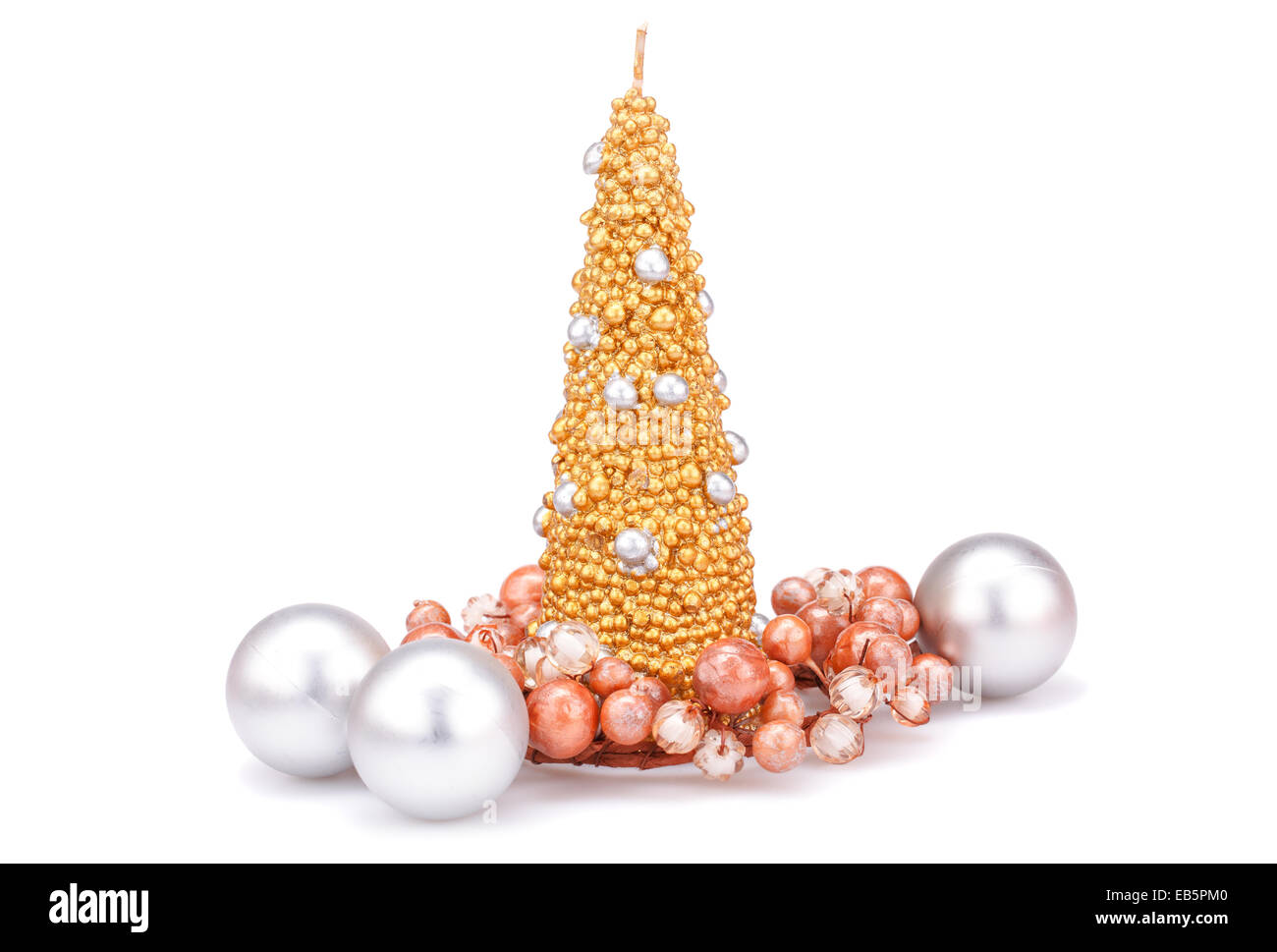 Christmas candle and toys isolated on white background Stock Photo - Alamy