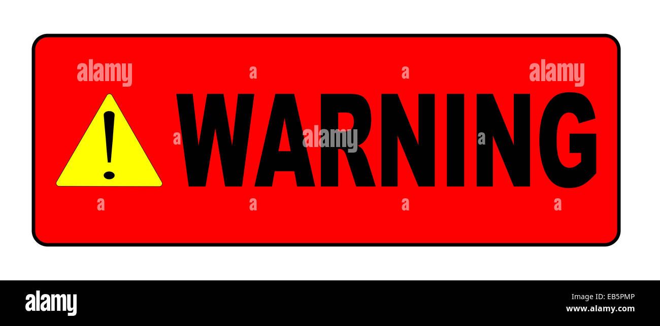 Warning sign in red over a white background Stock Photo - Alamy