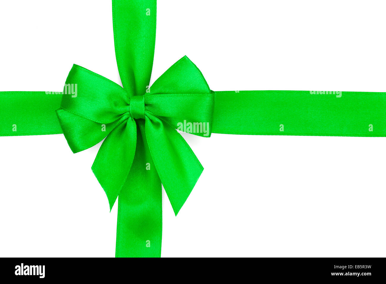 Green ribbon with bow. Isolated on white background Stock Photo - Alamy