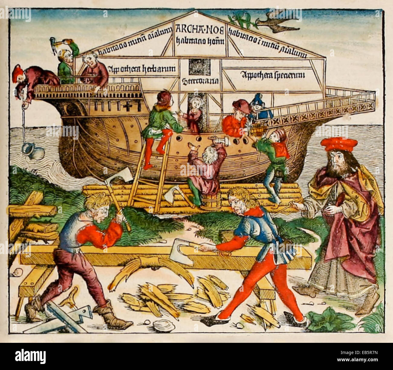 Noah's Ark from 'Nuremberg Chronicle' or 'Liber Chronicarum' by ...