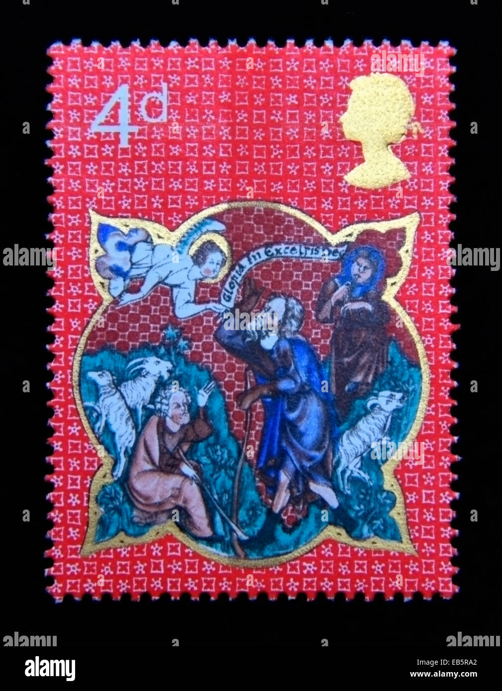 Postage stamp. Great Britain. Queen Elizabeth II. Christmas 1970 ...