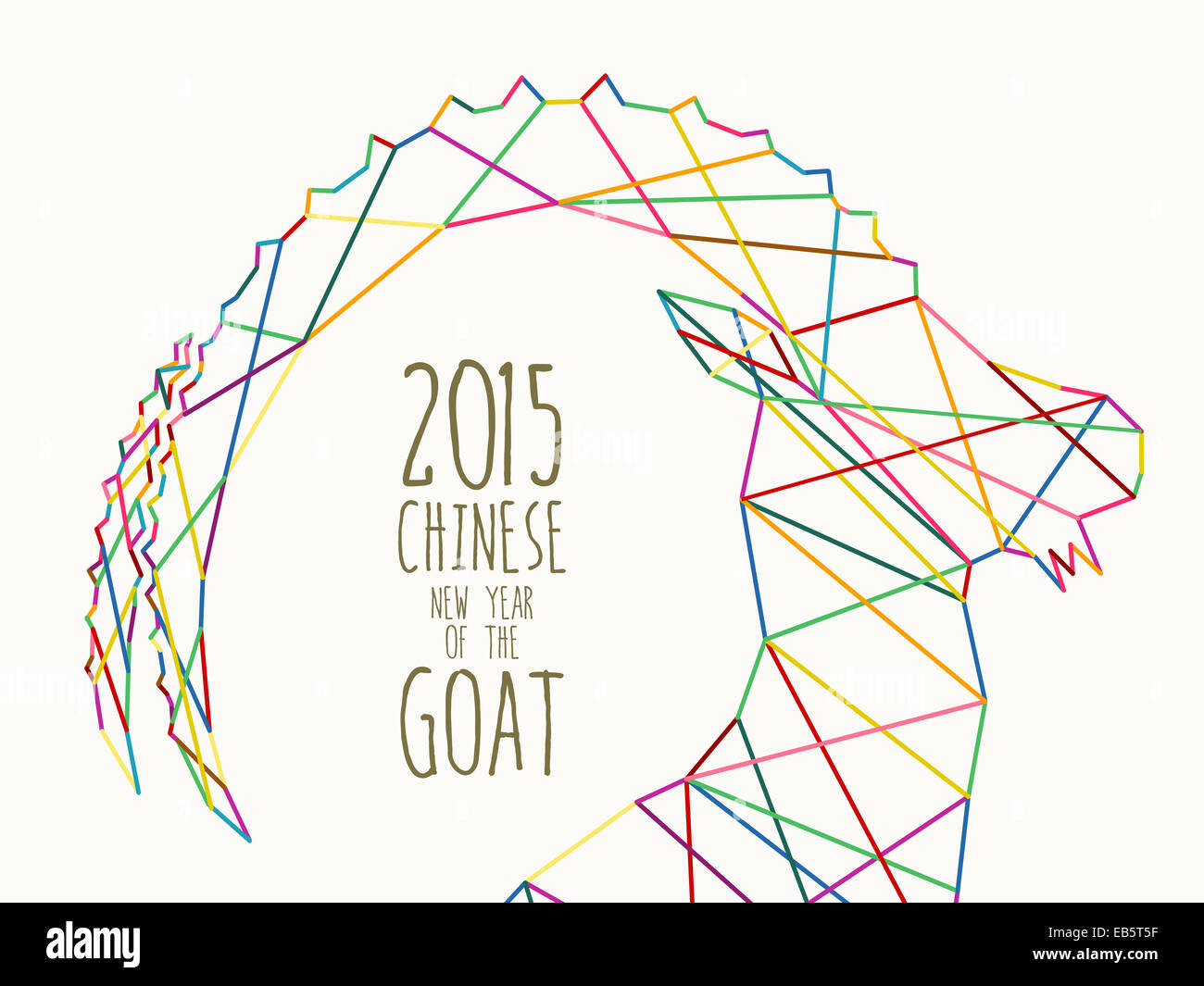 Chinese New Year of the Goat 2015 illustration with colorful lines ...