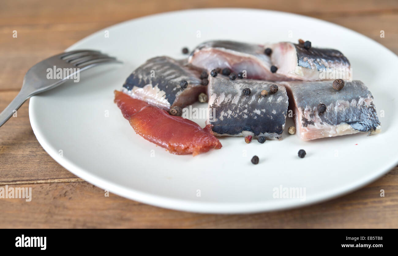 fillet of herring on plate Stock Photo - Alamy