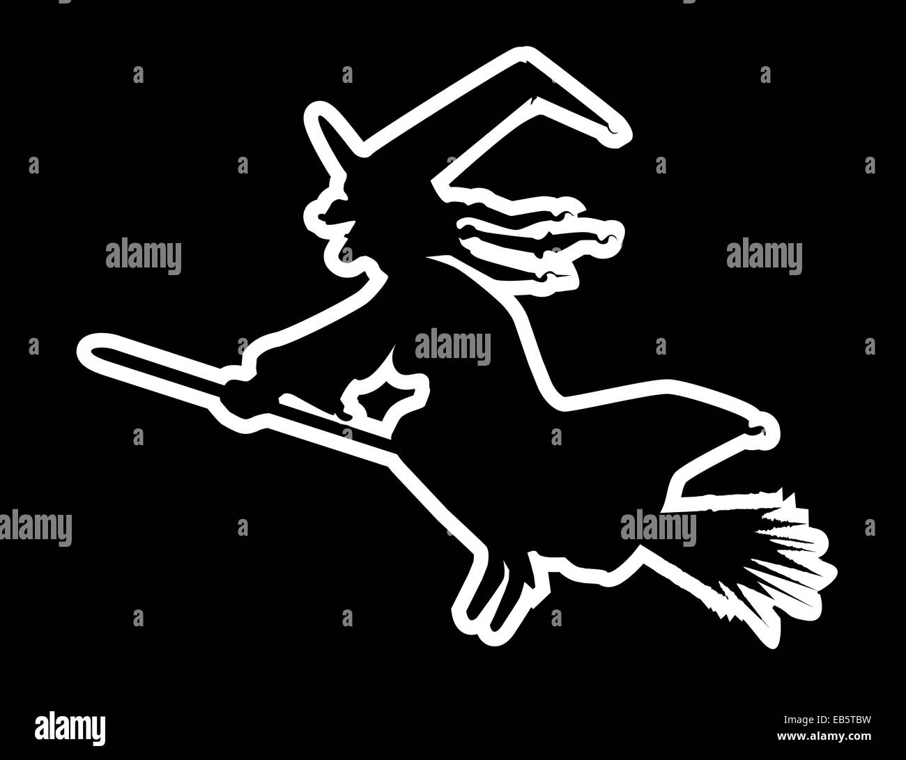 Outline drawing halloween witch on hi-res stock photography and images ...