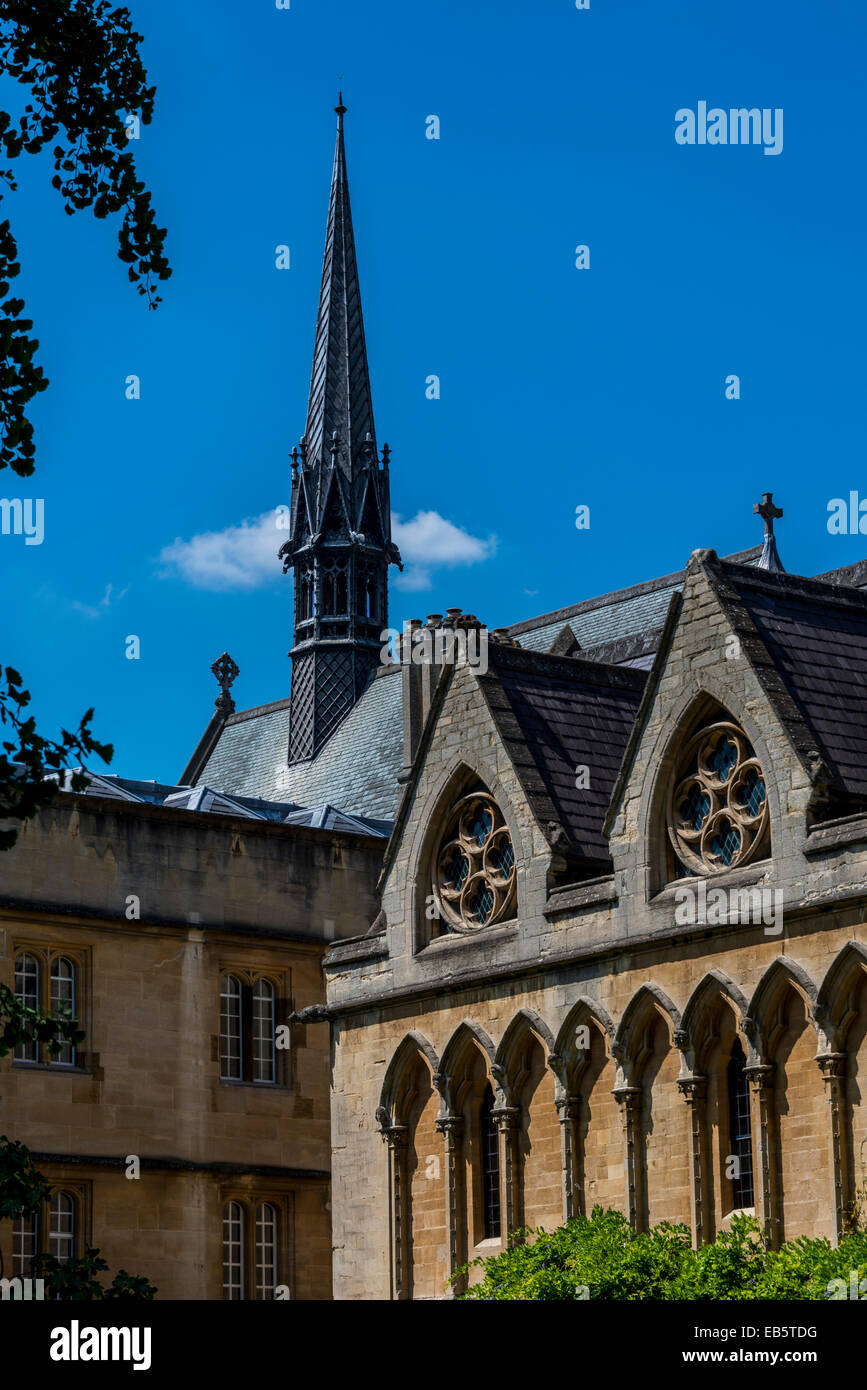 Exeter College Library and Chapel Spire seen from the Fellows' Garden ...