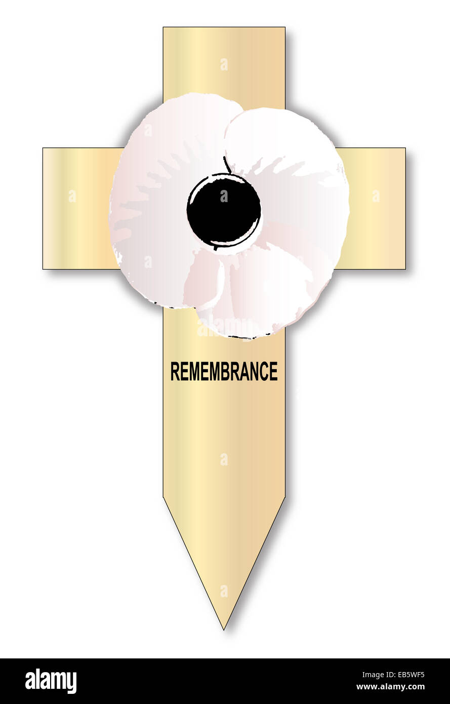 White remembrance poppy cross isolated on a white background Stock ...