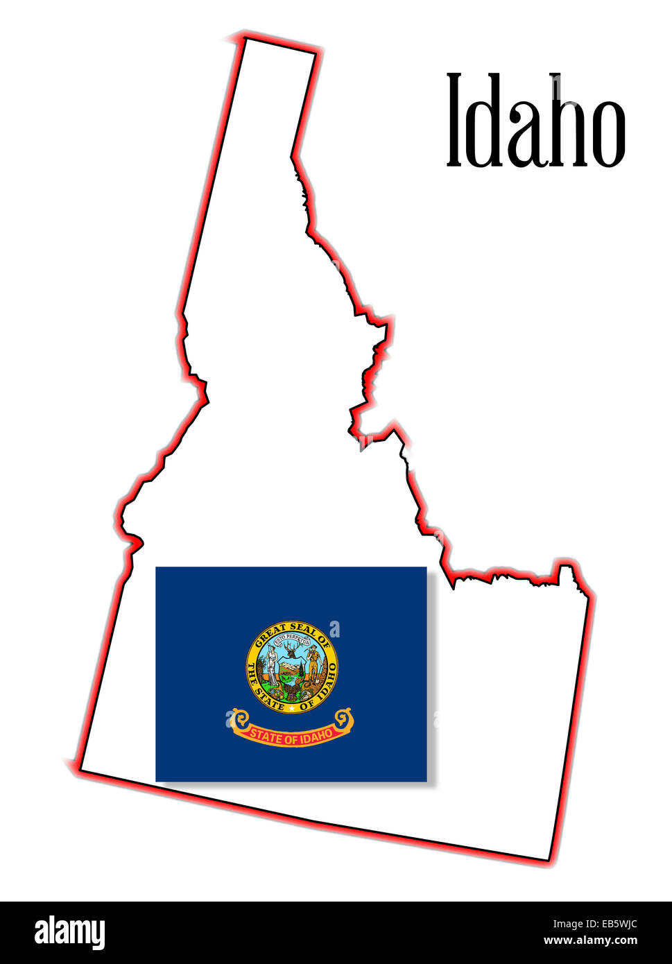 Outline of the state of Idaho isolated with flag inset Stock Photo - Alamy