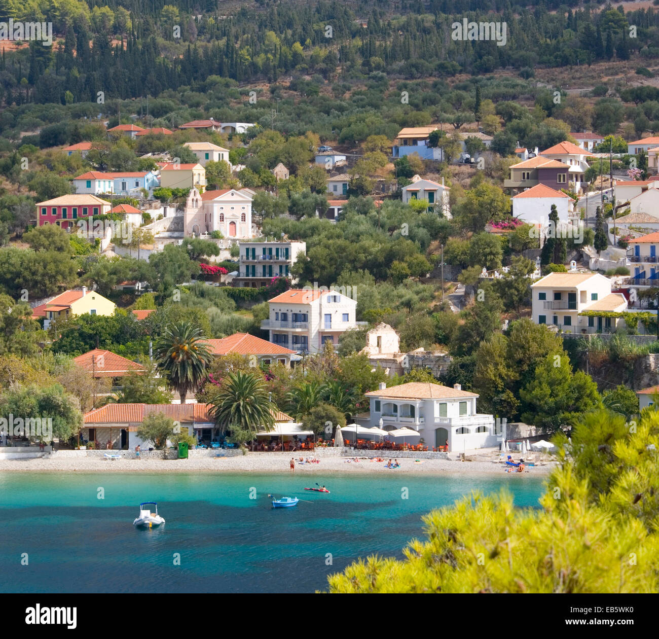 Asos, Kefalonia, Ionian Islands, Greece. View across picturesque ...