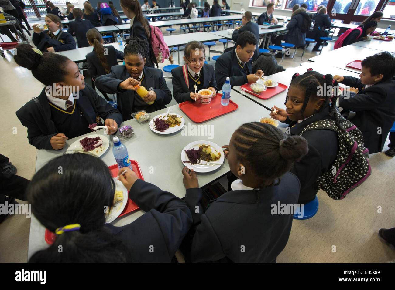 Pupils at Loreto High School in Chorlton, south Manchester eating ...