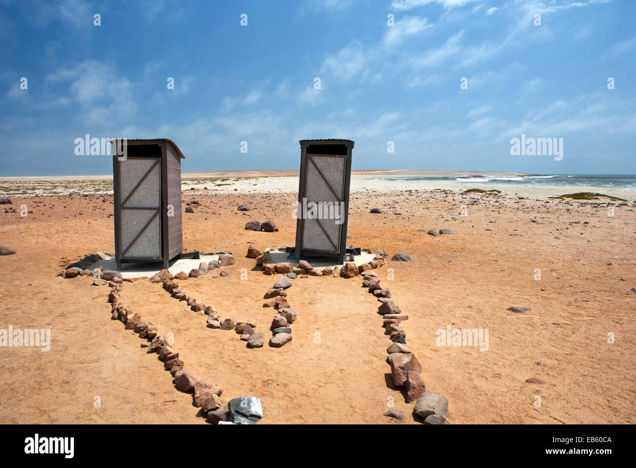 Outhouses at Cape Cross Seal Reserve - near Henties Bay, Namibia ...