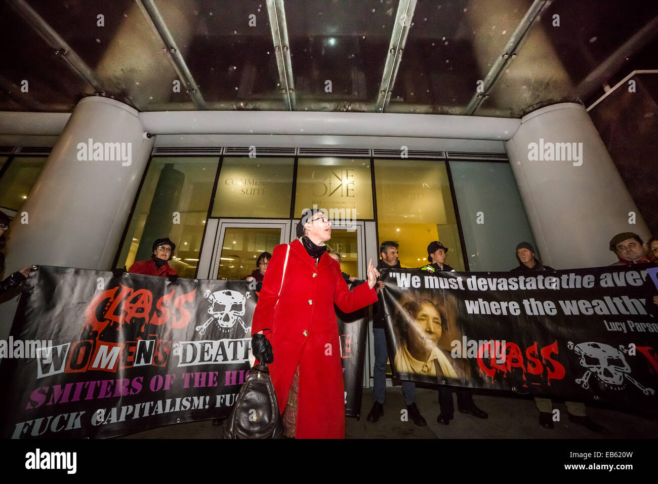 London, UK. 26th Nov, 2014. Class War 'Poor Door’ segregation protest ...