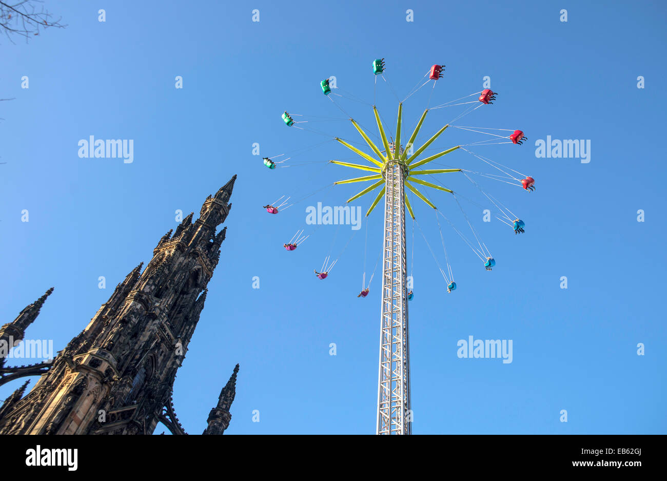 Scott Monument and Star Flyer in Edinburgh Stock Photo - Alamy