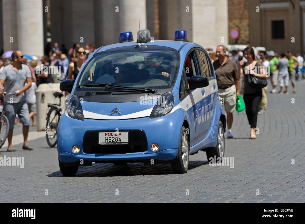 A small car Police on patrol in the square in Vatican City in Rome ...